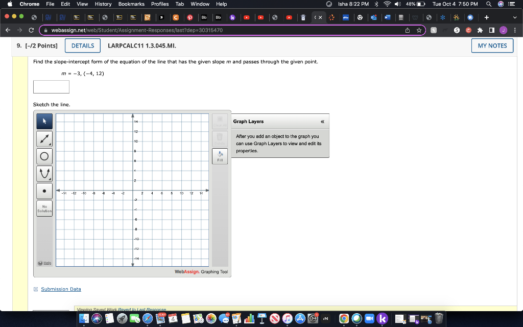 Solved m=−3,(−4,12) Sketch the line. Graph Layers After you | Chegg.com