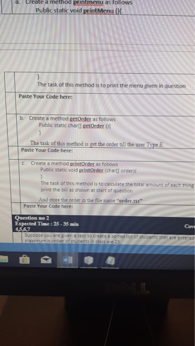 Solved a. Create a method printnenu as follows Public static | Chegg.com