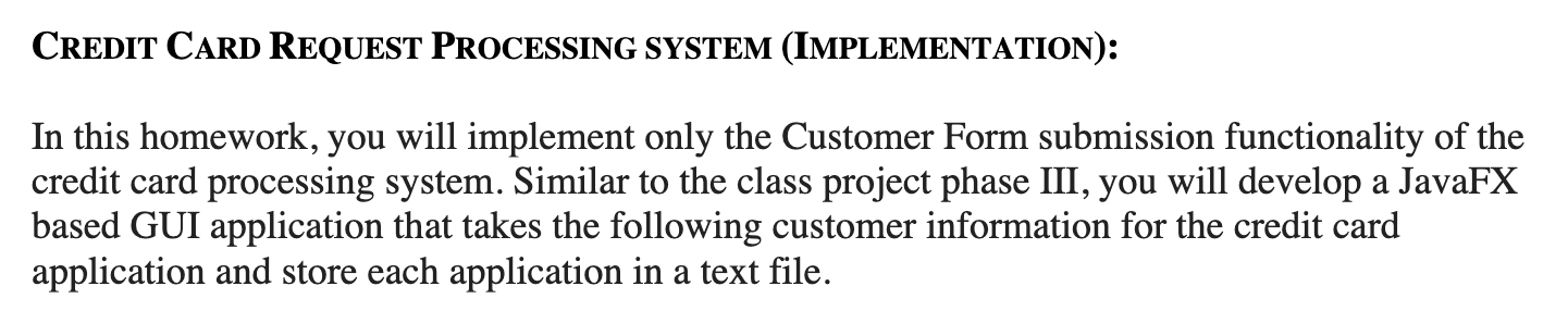Solved CREDIT CARD REQUEST PROCESSING SYSTEM | Chegg.com
