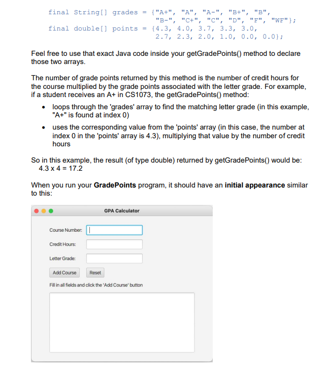 Solved A GUI Program for Grade Point Average Write the | Chegg.com