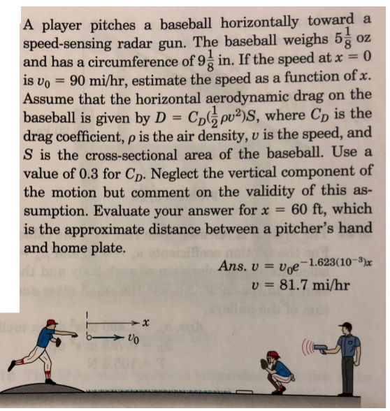 Solved A player pitches a baseball horizontally toward a | Chegg.com