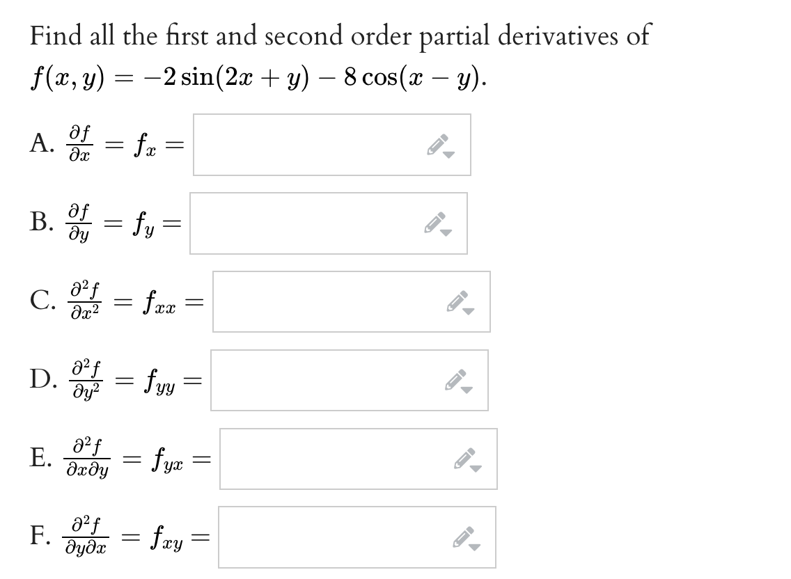 Solved Find all the first and second order partial | Chegg.com