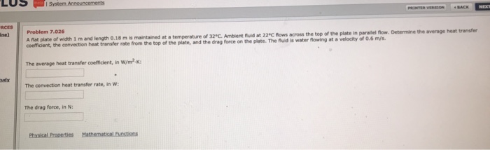 Solved INTER VERSION BACK NEC RCES int) heat transfer | Chegg.com