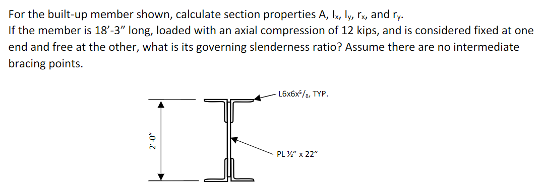 Solved For the built-up member shown, calculate section | Chegg.com