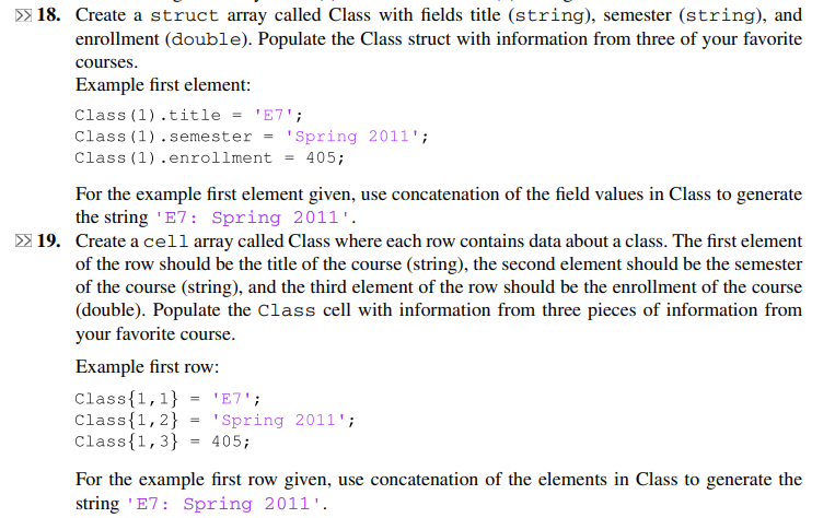 Solved 18 Create A Struct Array Called Class With Fields 5507