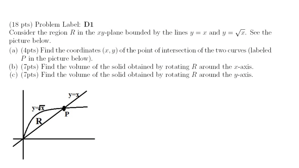 Solved (18 pts) Problem Label: D1 Consider the region R in | Chegg.com