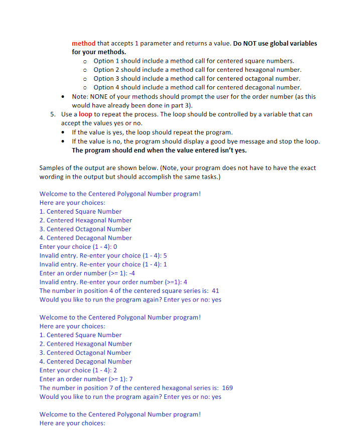 Solved Centered polygonal numbers are a series of numbers in | Chegg.com