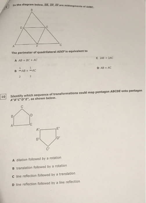 Solved n the diagram below, DE, DF, EF are midsegments of | Chegg.com