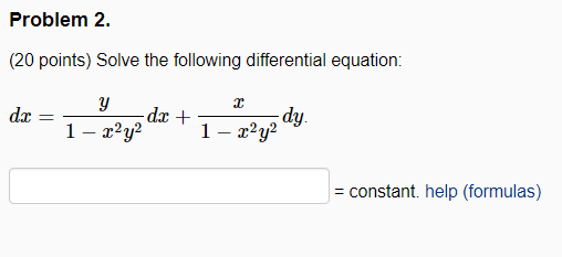 Solved Problem 2. (20 points) Solve the following | Chegg.com