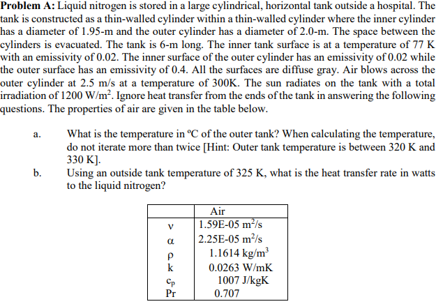 Problem A: Liquid nitrogen is stored in a large | Chegg.com