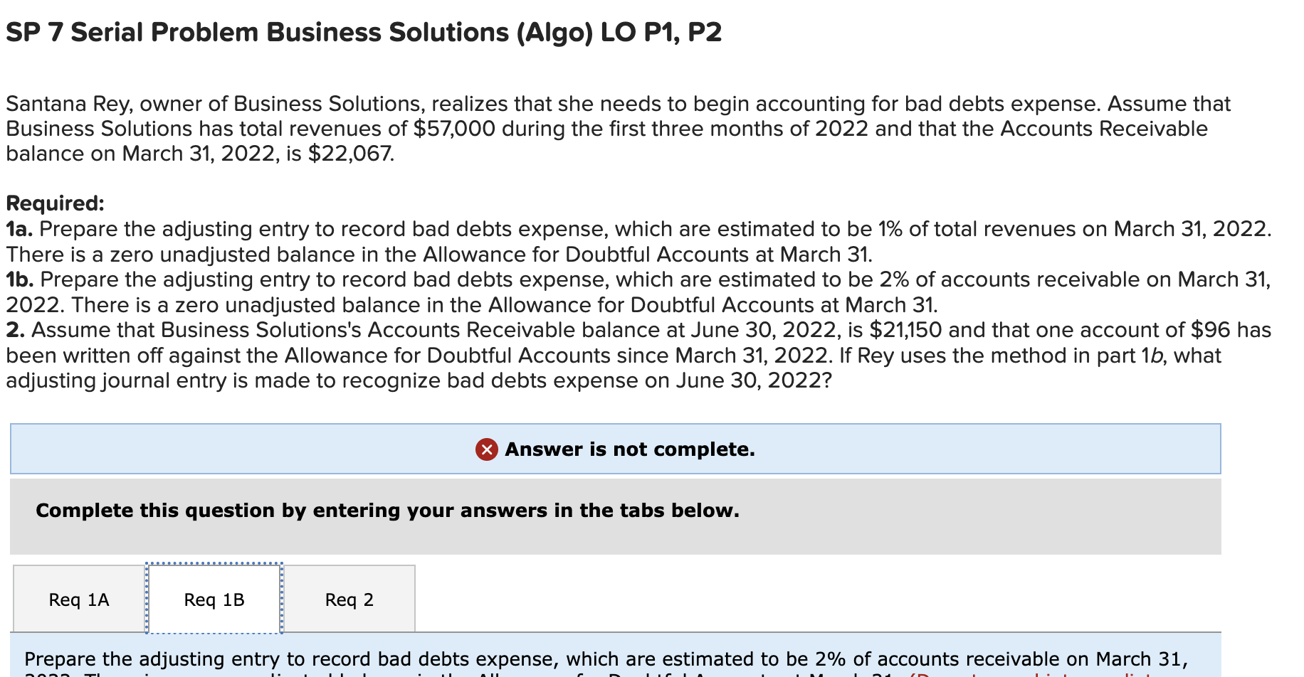 Solved SP 7 Serial Problem Business Solutions (Algo) LO P1, | Chegg.com