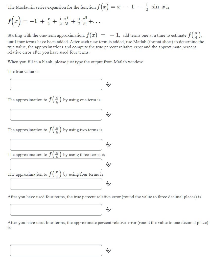 Solved The Maclaurin series expansion for the function f(x) | Chegg.com