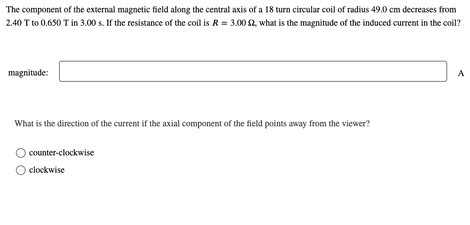 Solved The component of the external magnetic field along | Chegg.com