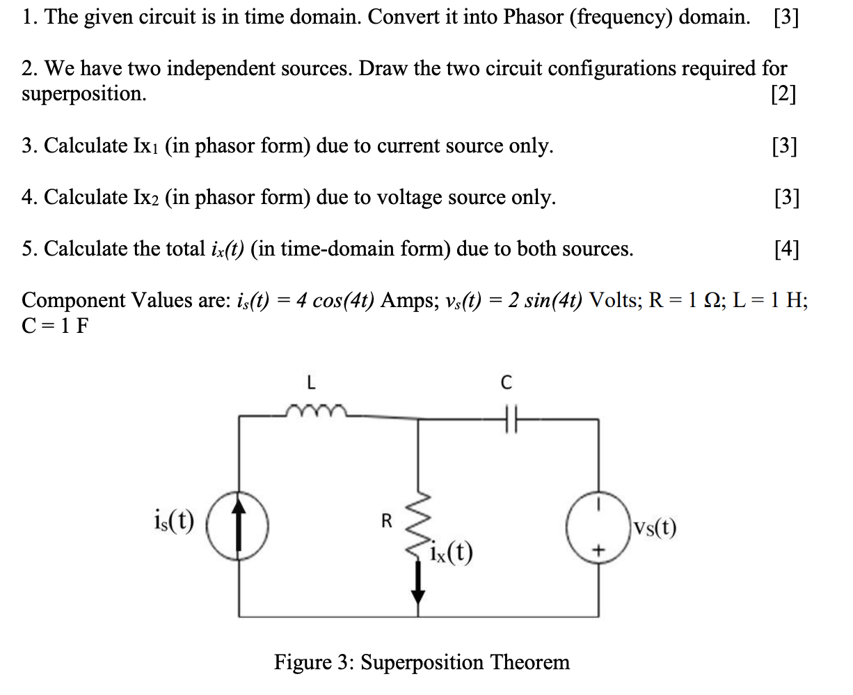 Solved 1. The given circuit is in time domain. Convert it | Chegg.com