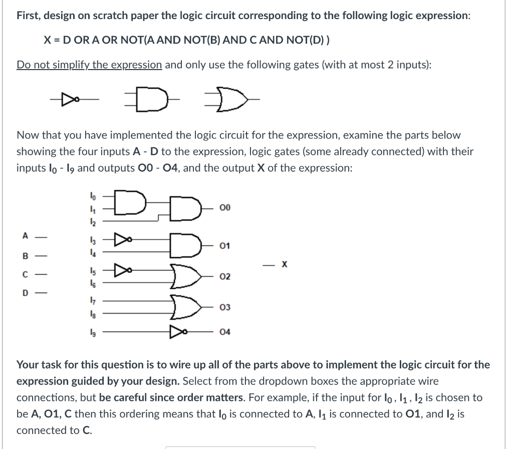 Solved First, design on scratch paper the logic circuit | Chegg.com
