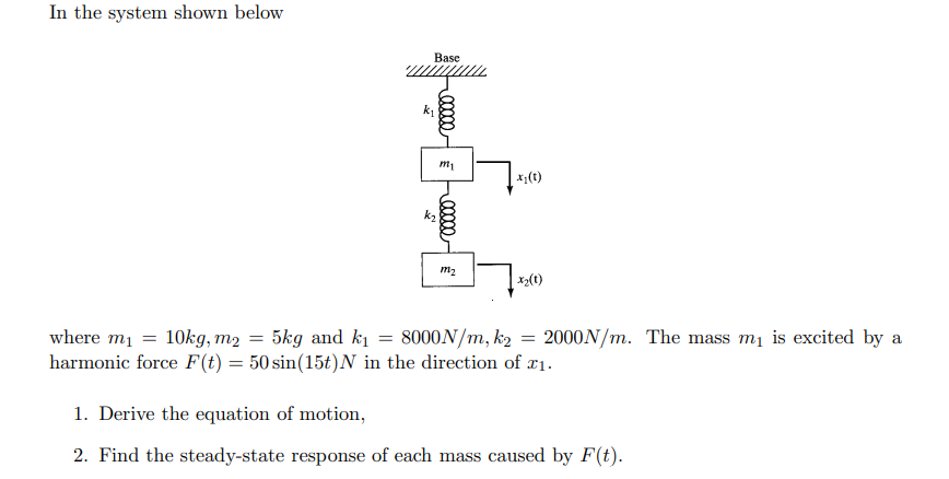Solved In the system shown below where m1 = 10kg, m2 = 5kg | Chegg.com