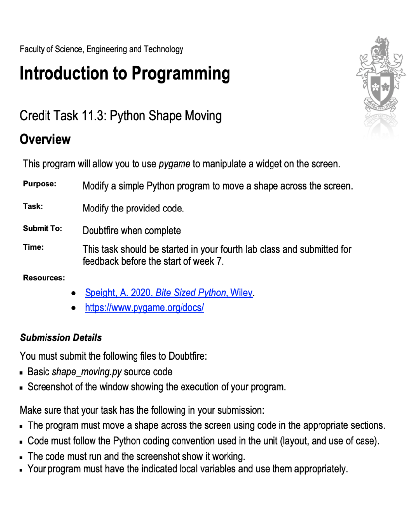 Solved Faculty of Science, Engineering and Technology | Chegg.com
