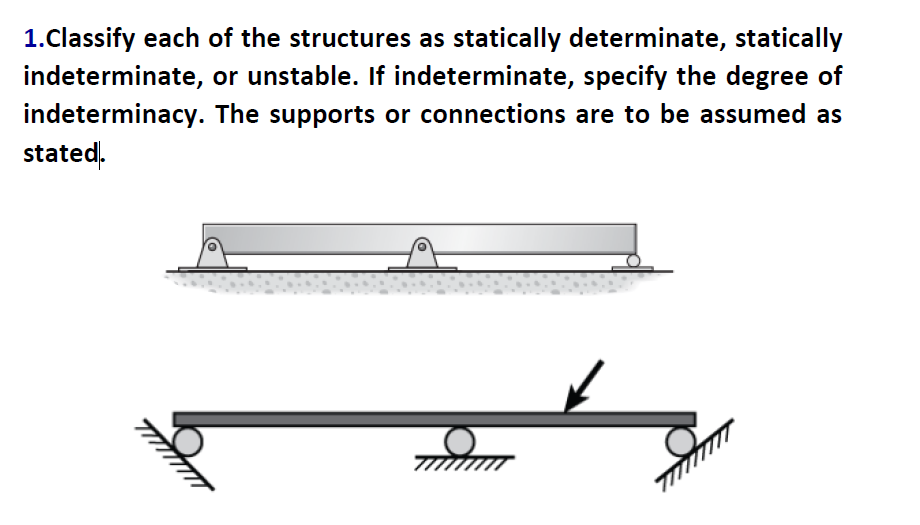 Solved 1.Classify each of the structures as statically | Chegg.com