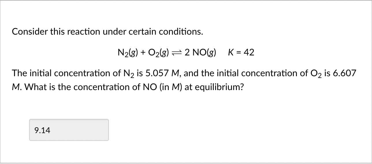 Solved Consider this reaction under certain conditions. N2( | Chegg.com