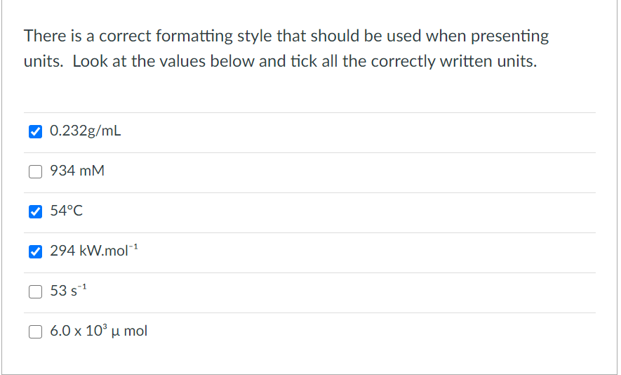 Solved There is a correct formatting style that should be | Chegg.com