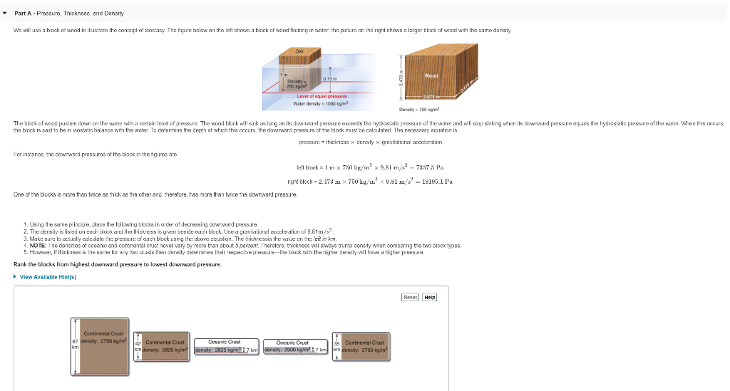 Solved Part A- Pressure, Thicknass, and Density We will use | Chegg.com