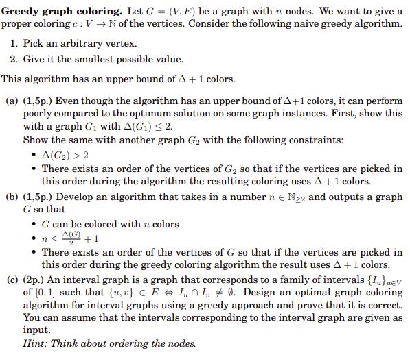 Solved Greedy Graph Coloring Let G V E Be A Graph With N