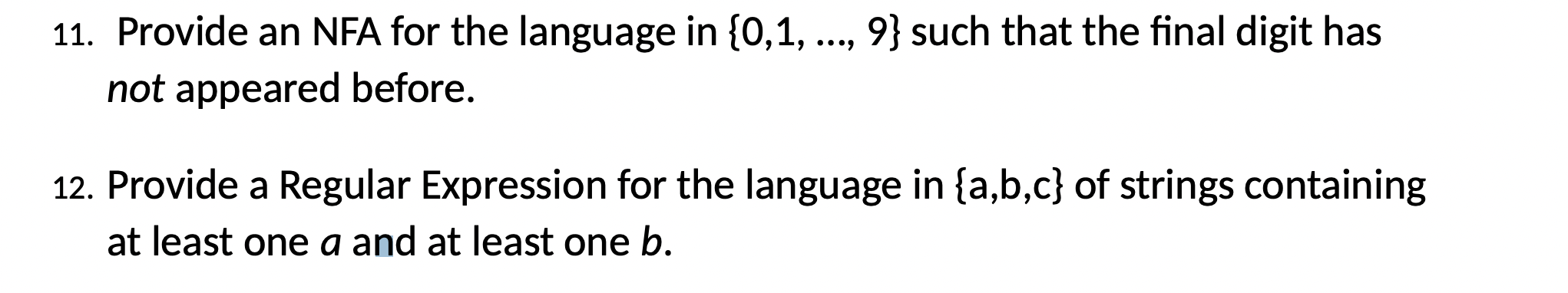 Solved 11. Provide an NFA for the language in {0,1,…,9} such | Chegg.com