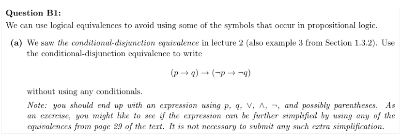 We can use logical equivalences to avoid using some | Chegg.com