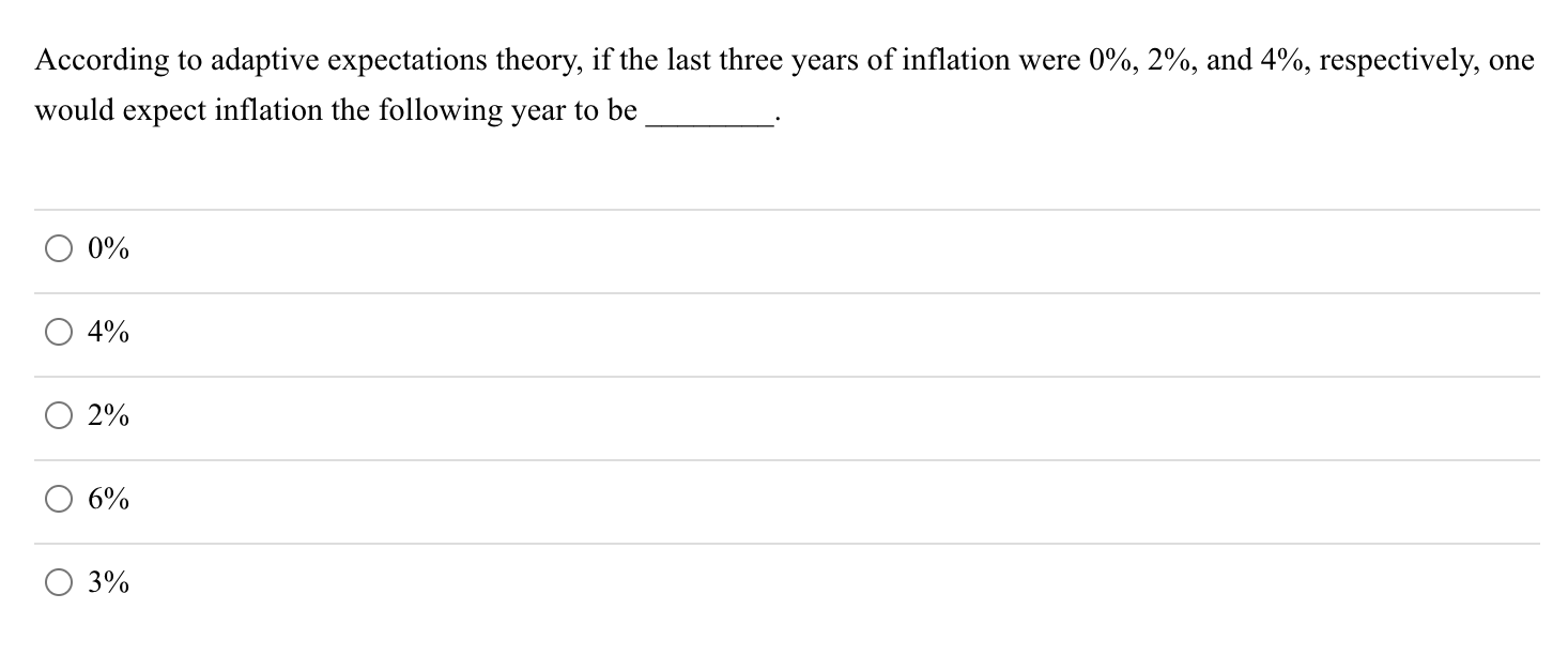 Solved According to adaptive expectations theory, if the | Chegg.com