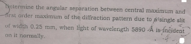 Solved Getermine the angular separation between central | Chegg.com