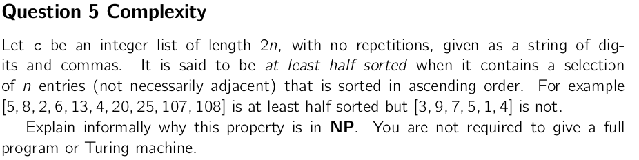 Solved Question 5 Complexity Let c be an integer list of | Chegg.com