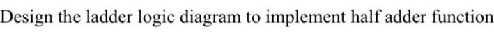 Solved Design the ladder logic diagram to implement half | Chegg.com