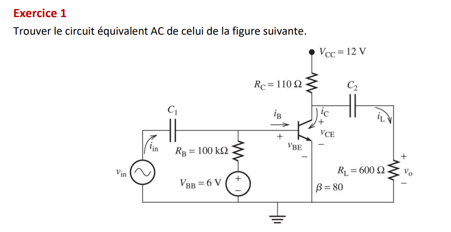Solved ****Find the AC equivalent circuit of the one in the | Chegg.com