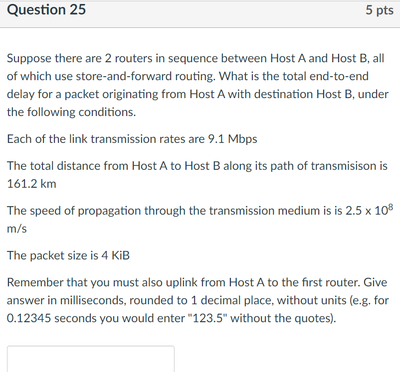 Solved Question 25 5 pts Suppose there are 2 routers in | Chegg.com