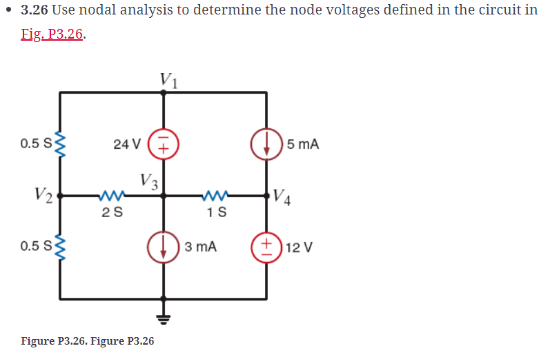 Solved 3.26 Use nodal analysis to determine the node | Chegg.com