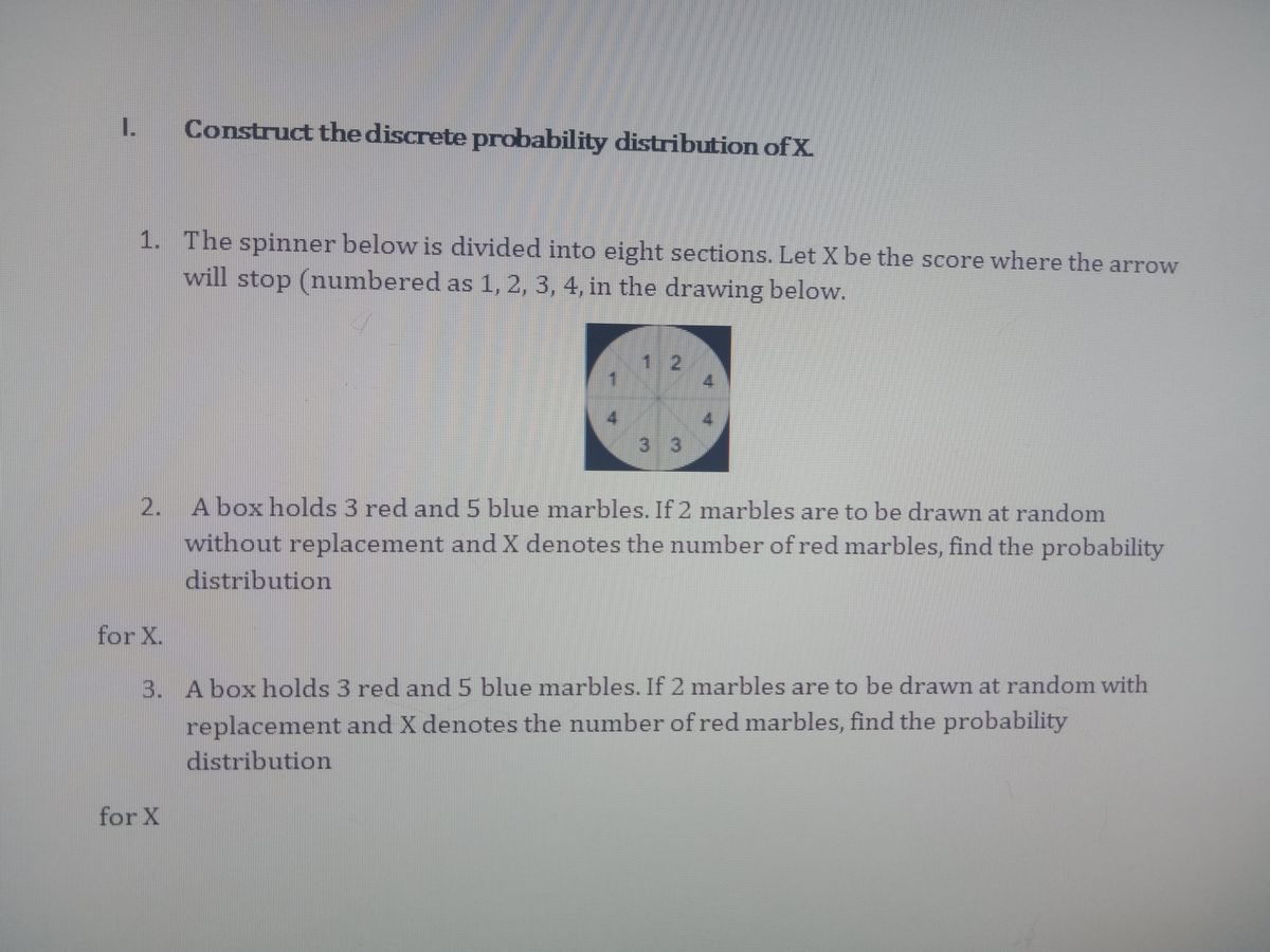 Solved Construct the discrete probability distribution of x. | Chegg.com