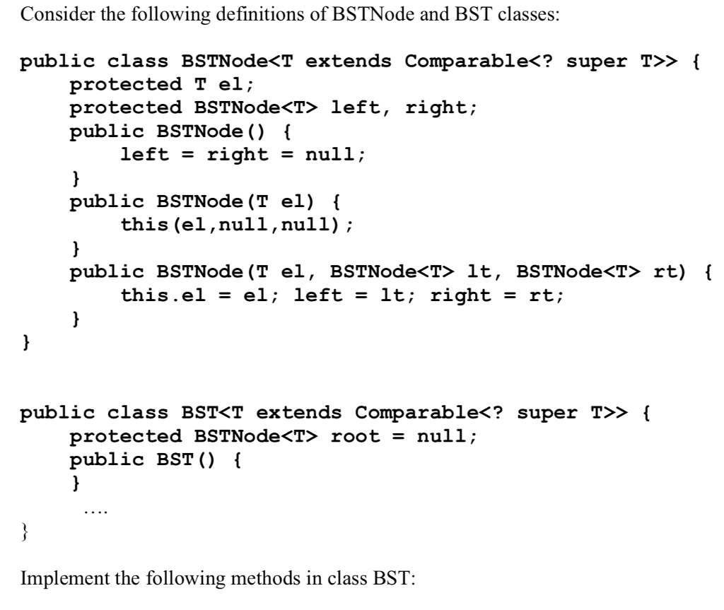 Consider the following definitions of BSTNode and BST | Chegg.com