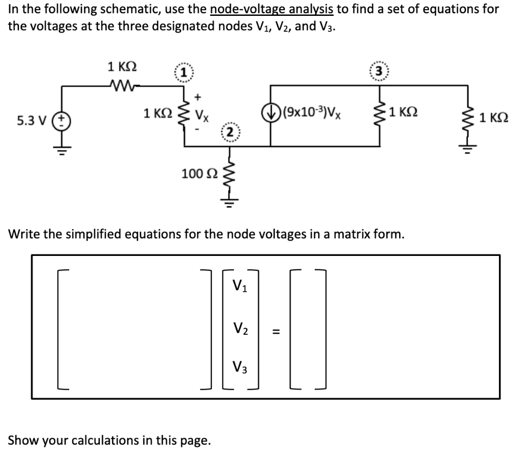 Solved In the following schematic, use the node-voltage | Chegg.com