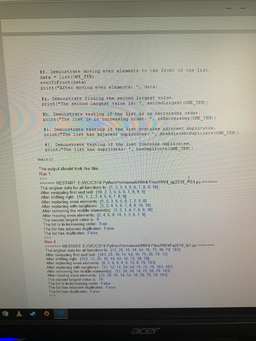 Solved Program Set 1 (40 points) Write list functions for | Chegg.com