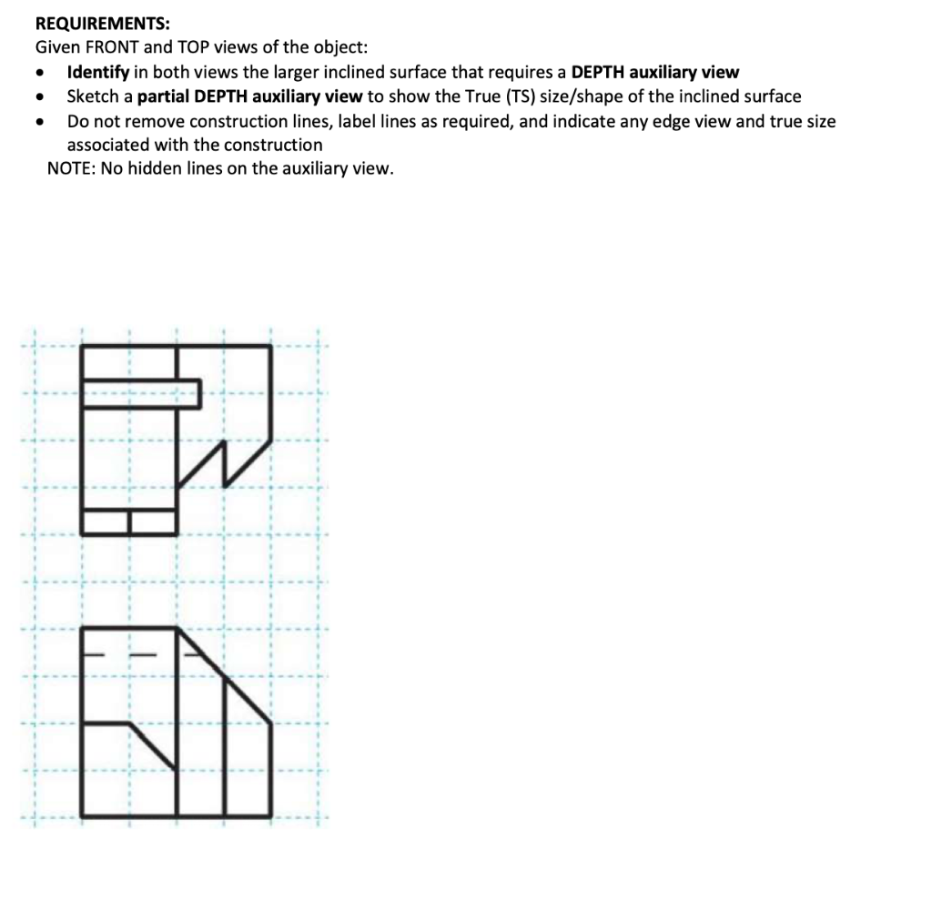 Solved . REQUIREMENTS: Given FRONT and TOP views of the | Chegg.com