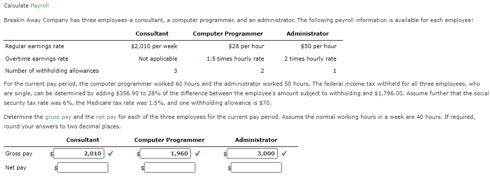 Solved For the current pay period, the computer programmer | Chegg.com