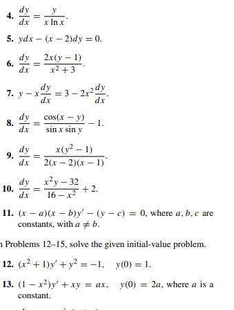 Solved 4. \\( \\frac{d y}{d x}=\\frac{y}{x \\ln x} \\). 5. | Chegg.com