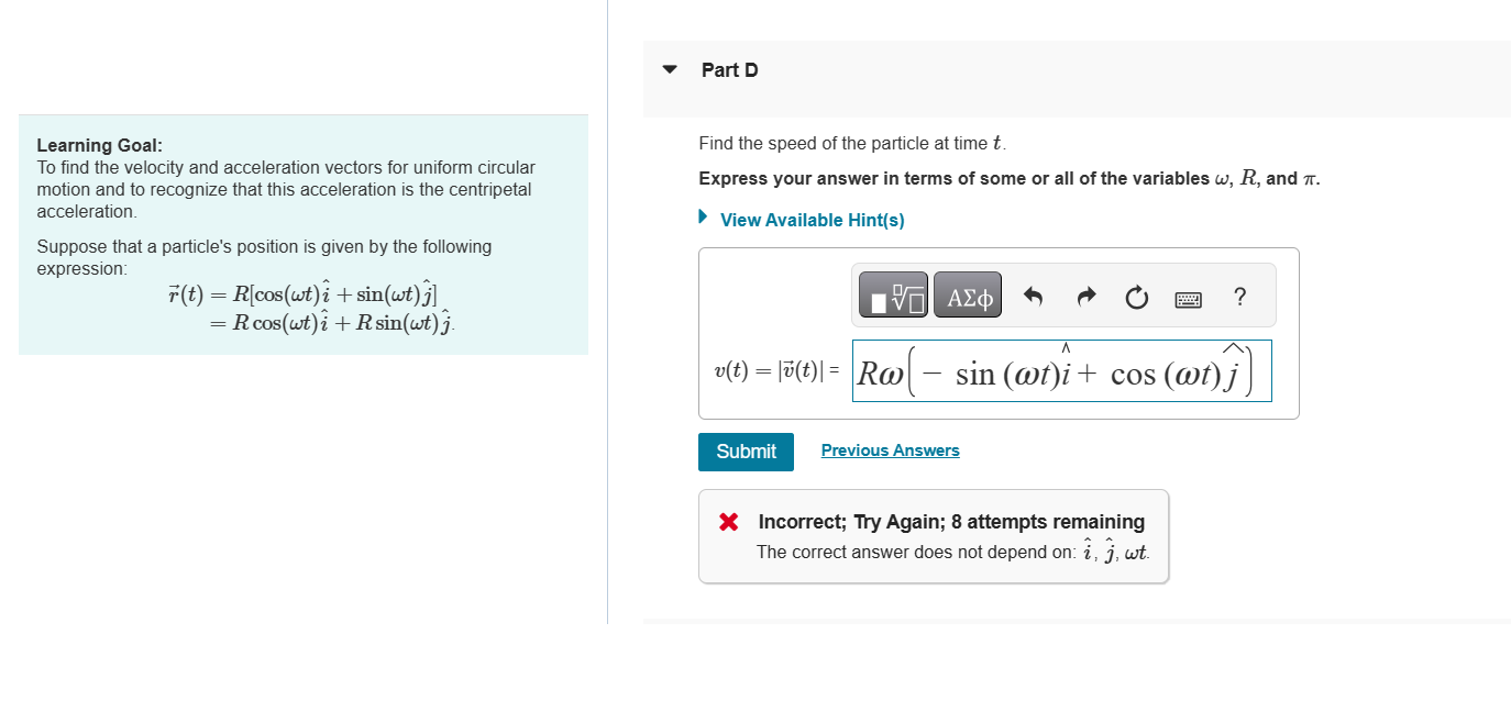 Solved Learning Goal: To find the velocity and acceleration | Chegg.com