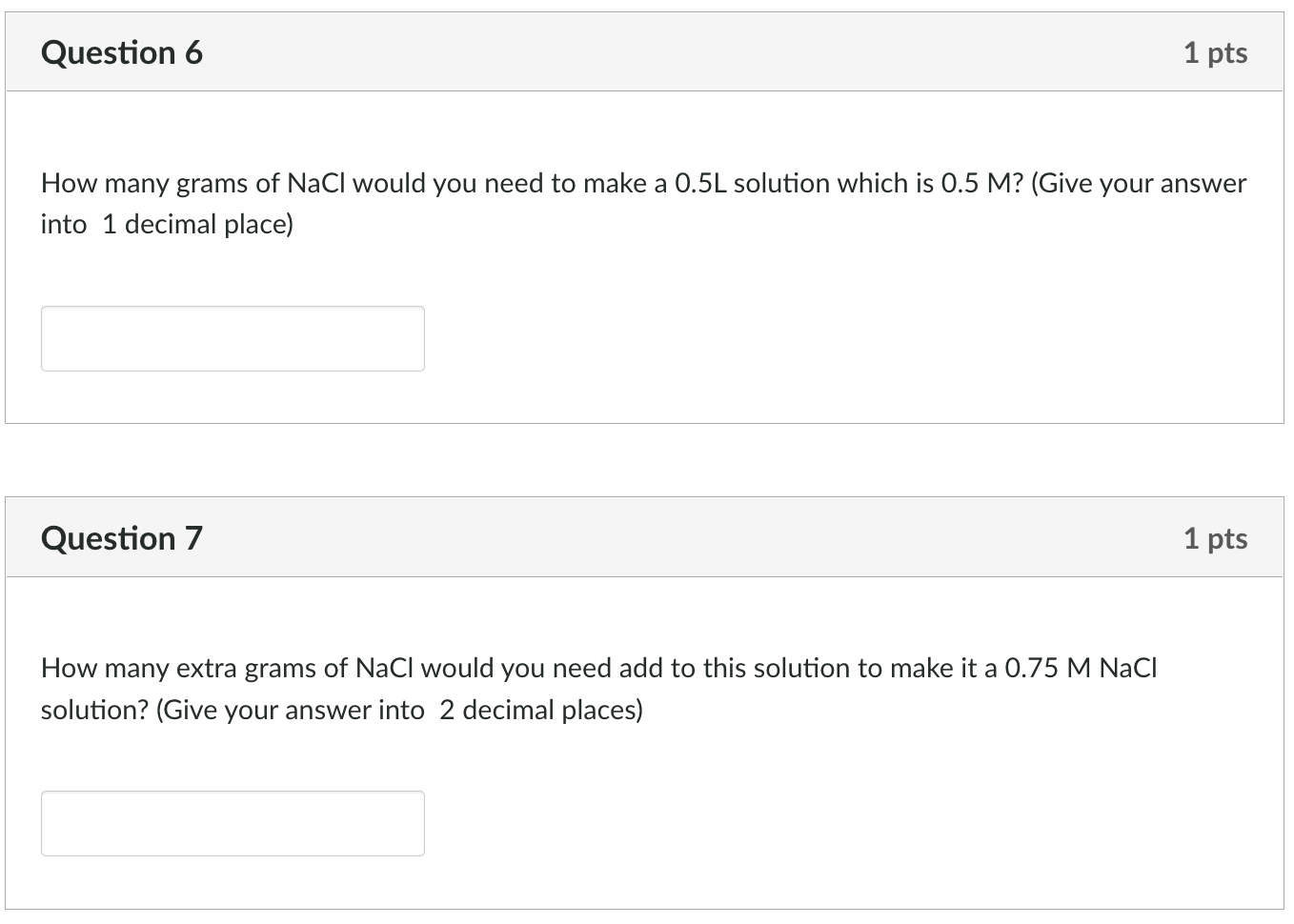 Solved How many grams of NaCl would you need to make a 0.5L | Chegg.com