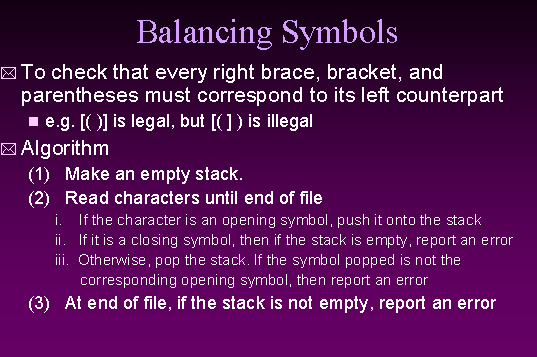 Solved Balancing Symbols To check that every right brace, | Chegg.com