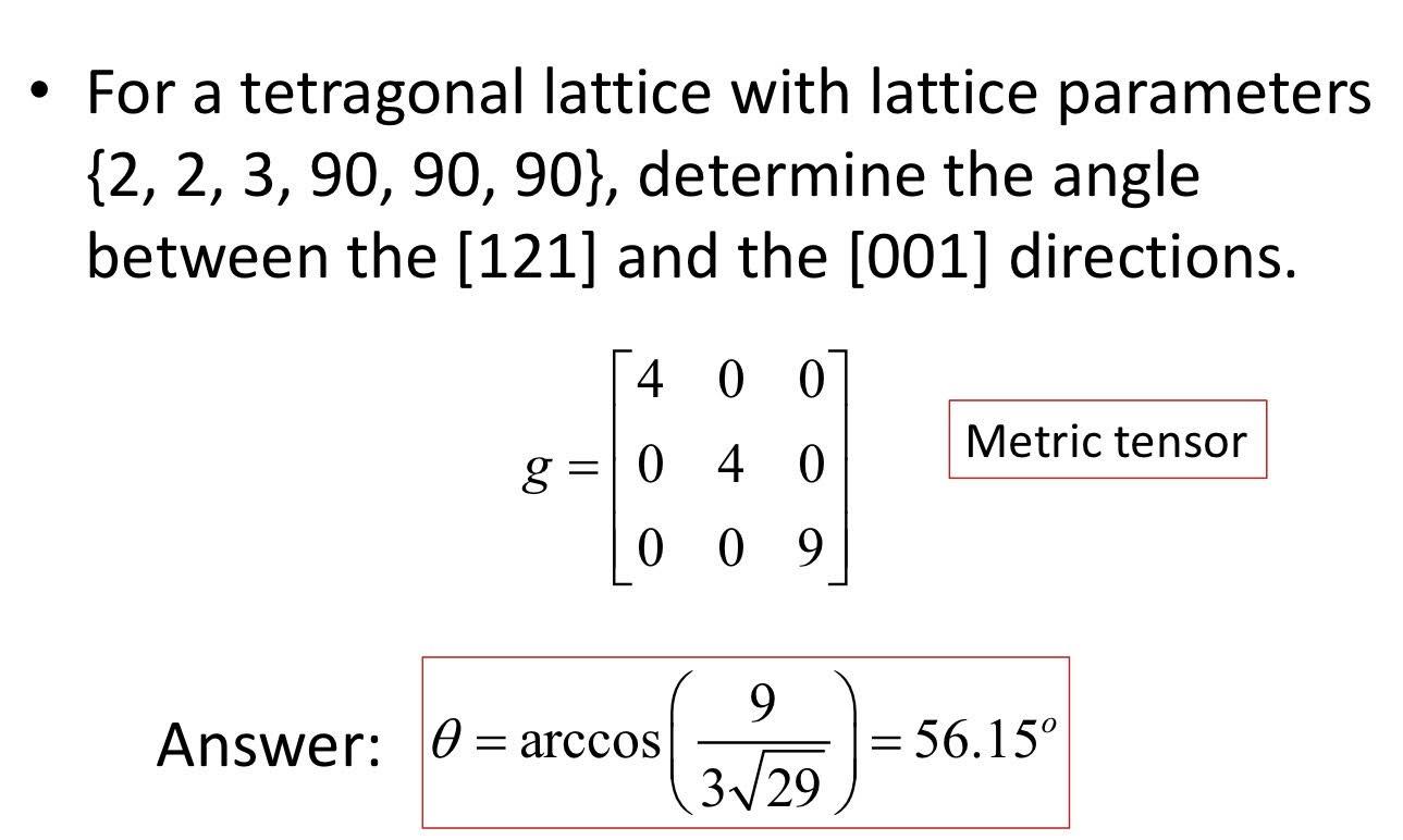 Solved For a tetragonal lattice with lattice parameters {2, | Chegg.com