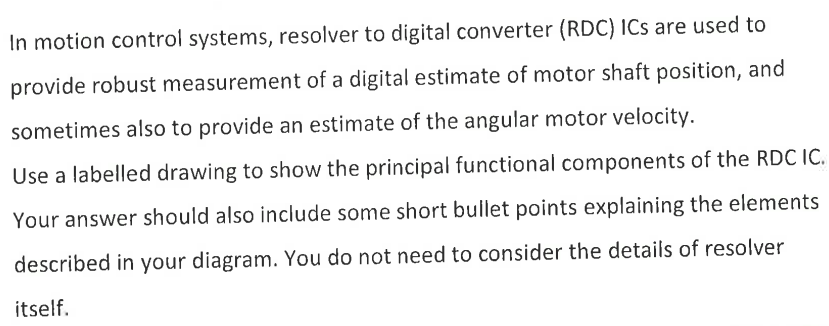 Solved In motion control systems, resolver to digital | Chegg.com
