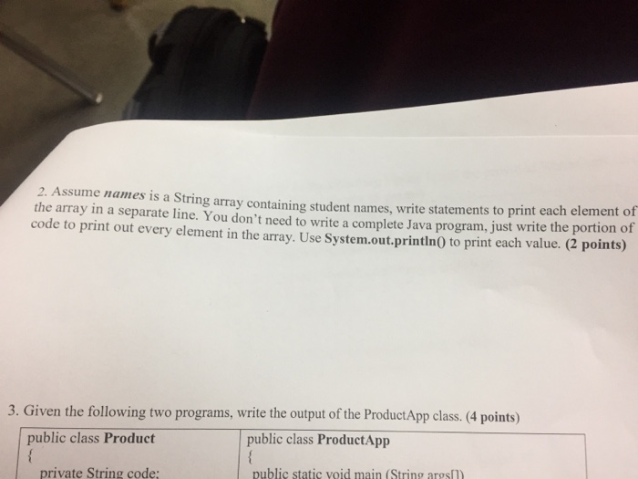 Solved Assume names is a String array containing student | Chegg.com