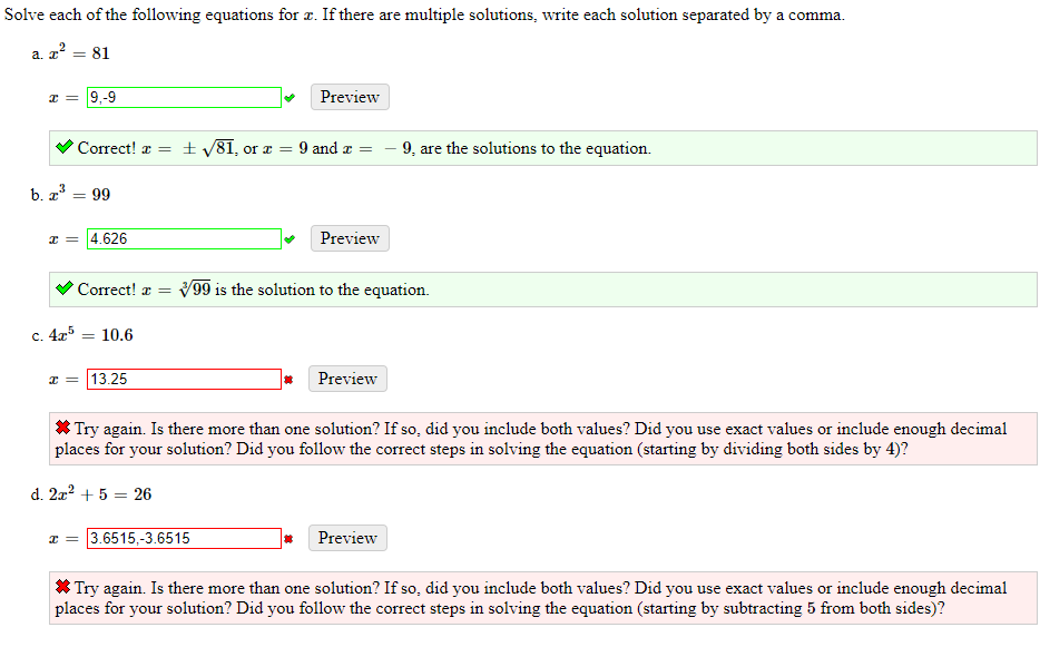Solved x2=81x= Correct! x=±81, or x=9 and x=−9, are the | Chegg.com