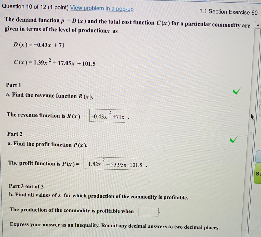 Solved Question 12 of 12 (1 point) View problem in a pop-up | Chegg.com